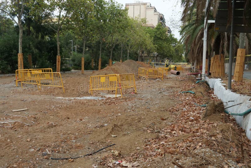 Ground Lined with Trees Prepared for a Civil Engineering Building Site ...