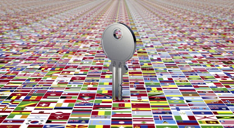Ground Made of Nation Flags with Key Stock Illustration - Illustration ...