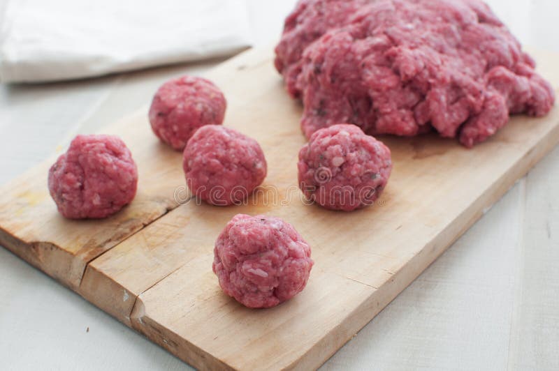 Ground Meat And Meatballs Raw Uncooked Stock Photo - Image of ...
