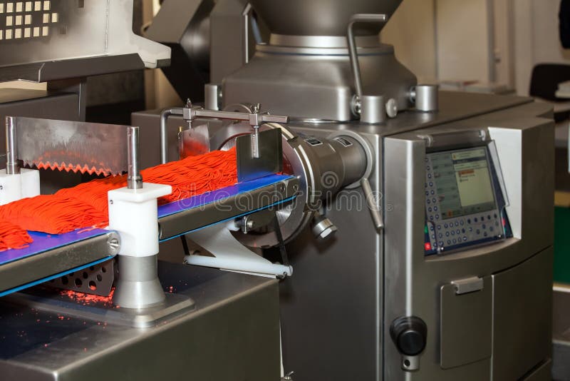 Raw meat production stock photo. Image of line, machine - 82855762
