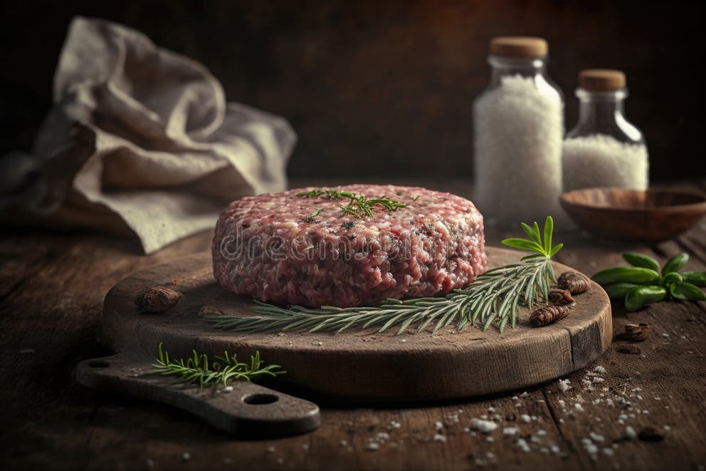 Ground Meat Serving on a Rustic Table & X28;close Up Shot& X29; Stock ...