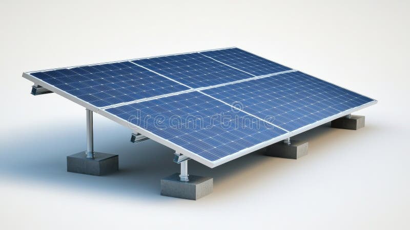 Ground Mount Solar Panel System 4 Panel Array, 3D Render, Renewable ...