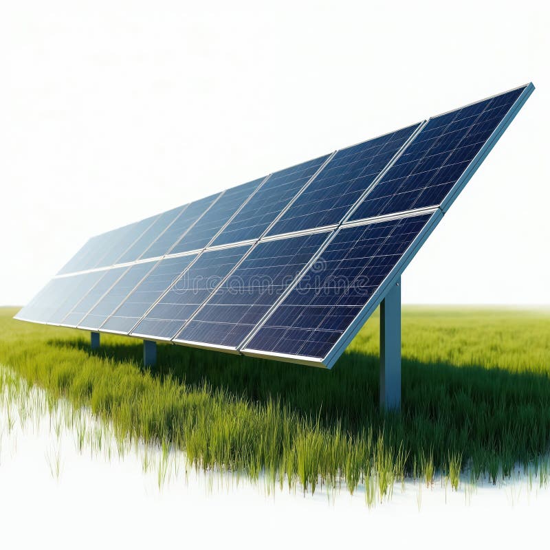 Ground-mounted Solar Panel Array in Grassy Field. Photovoltaic ...
