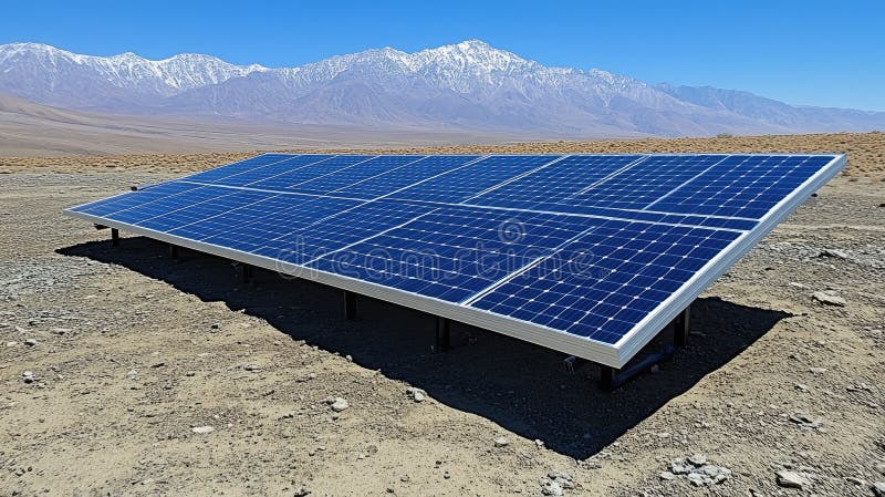 Solar Panel Array in Arid Mountain Landscape Stock Illustration ...