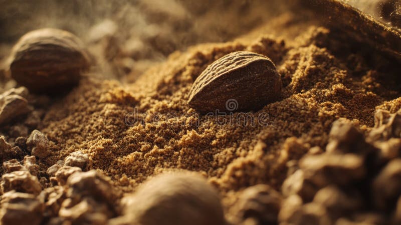 Ground Nutmeg Spice Powder Texture Close-Up Stock Illustration ...