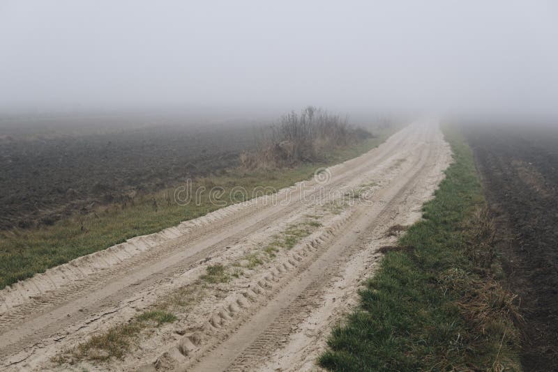 Ground Path between Field Hidden in Fog Stock Photo - Image of fall ...