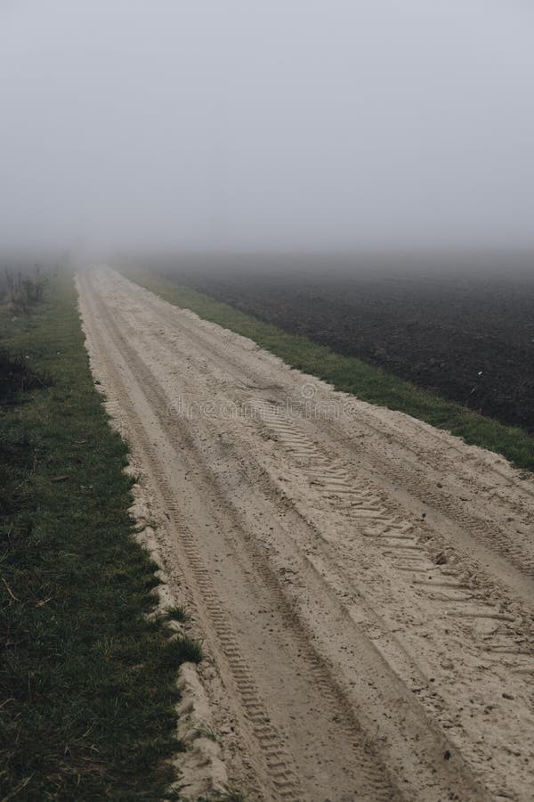Ground Path between Field Hidden in Fog Stock Photo - Image of fall ...