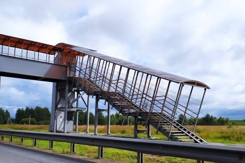 Ground Pedestrian Crossing Over the Highway Close Up Stock Image ...