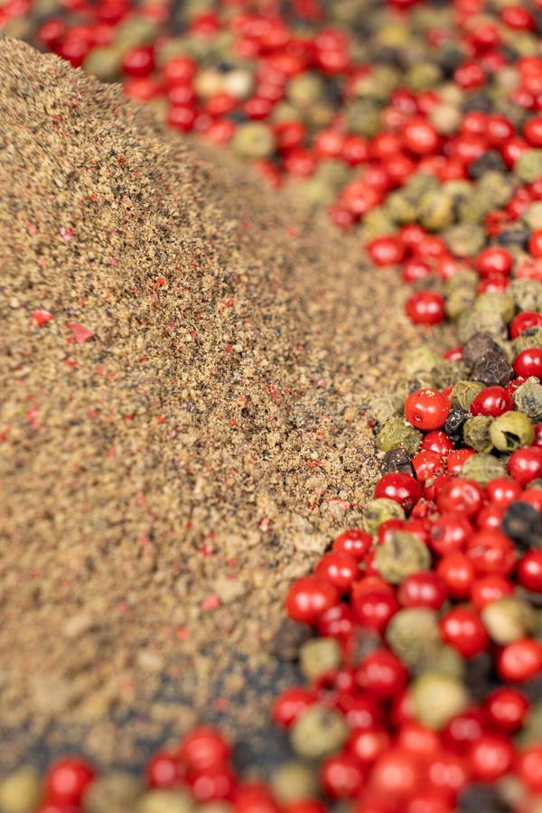Ground Pepper, a Mixture of Red, Green, White and Black Pepper. Stock ...