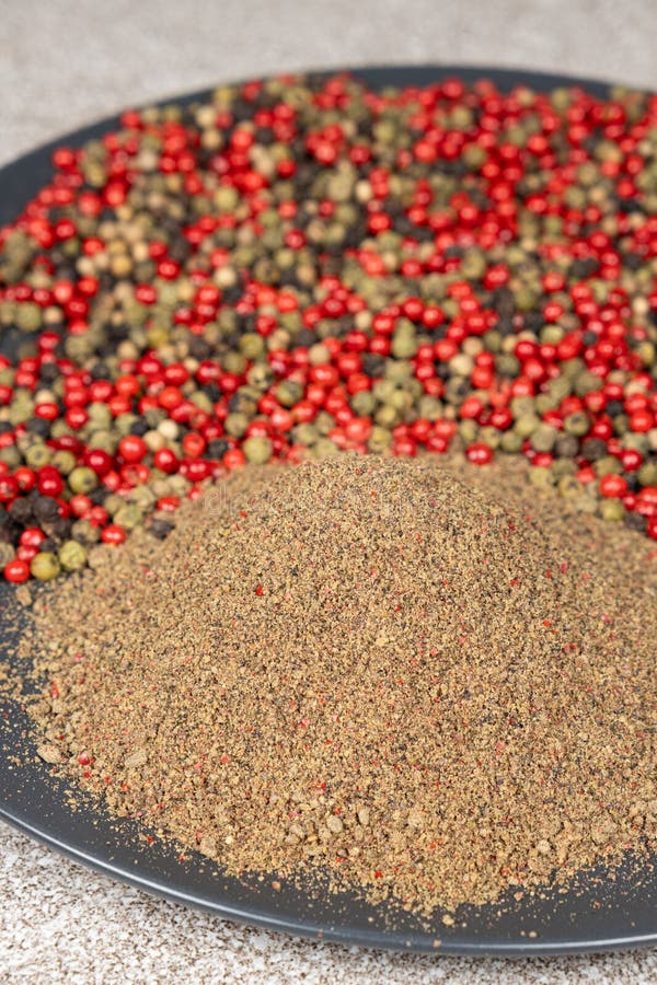 Ground Pepper, a Mixture of Red, Green, White and Black Pepper. Stock ...