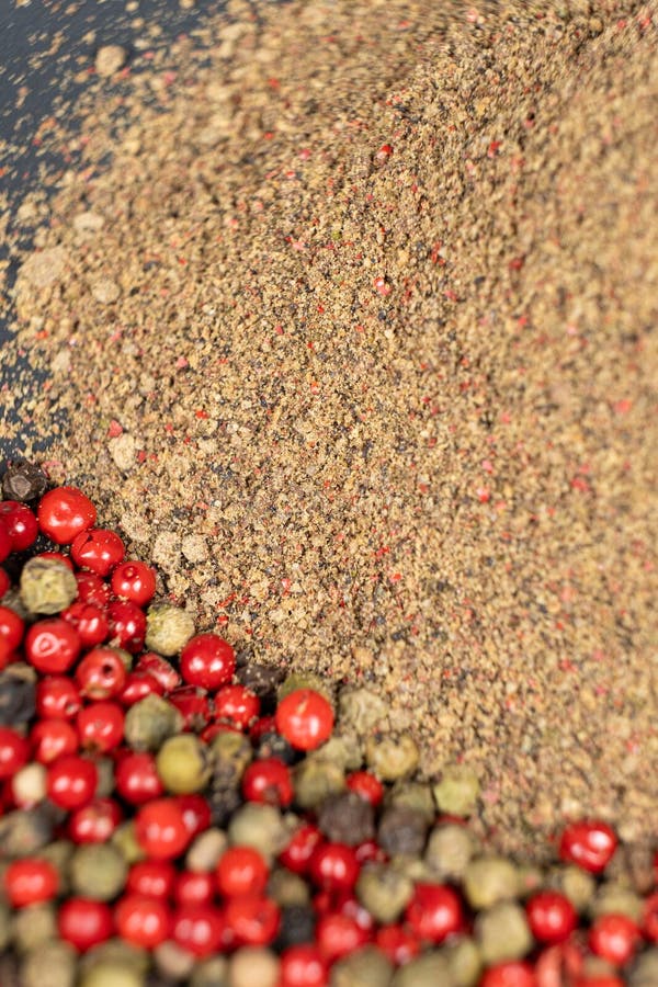 Ground Pepper, a Mixture of Red, Green, White and Black Pepper. Stock ...