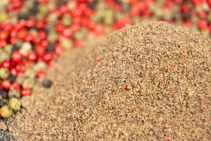 Ground Pepper, a Mixture of Red, Green, White and Black Pepper. Stock ...