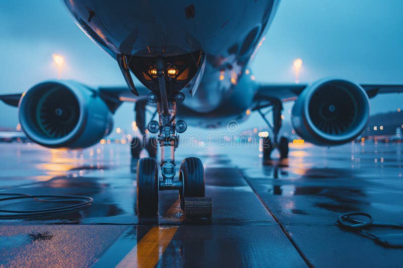 Ground Level View of Commercial Airplane Stock Image - Image of ...