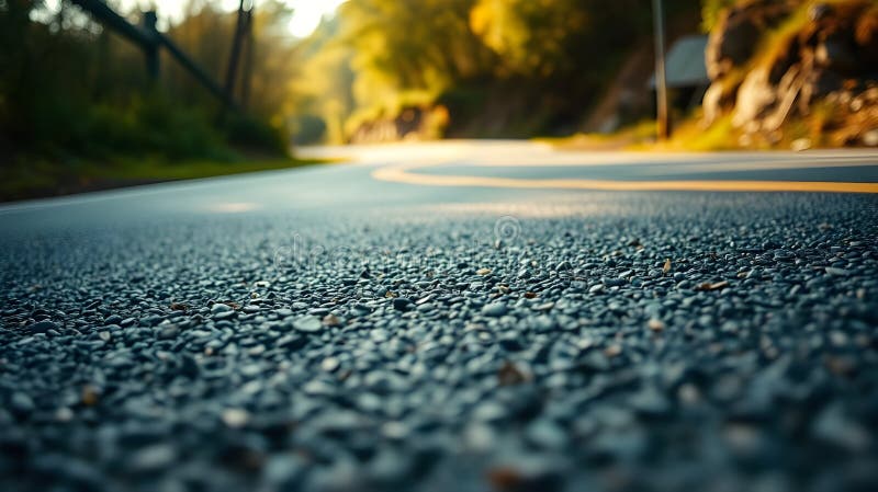 Ground Perspective of a Road Disappearing Around a Bend Stock ...