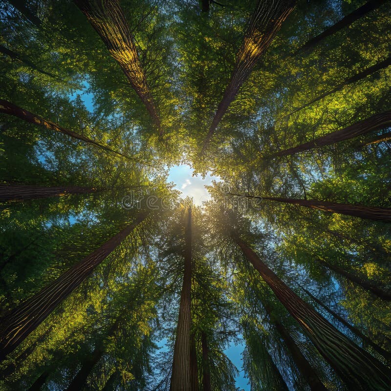 From the Ground, a Perspective of Tall Trees Forms a Circular Border of ...