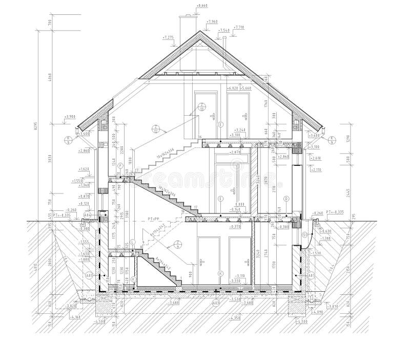 Ground Plan of Flat Building Stock Illustration - Illustration of stair ...
