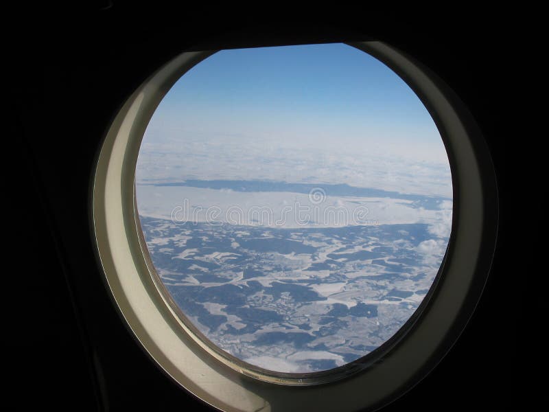 The Ground in the Plane`s Window is Visible. Stock Image - Image of ...