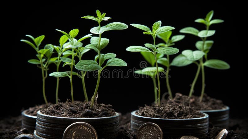 The Ground Plants Grow on Coins Stock Illustration - Illustration of ...