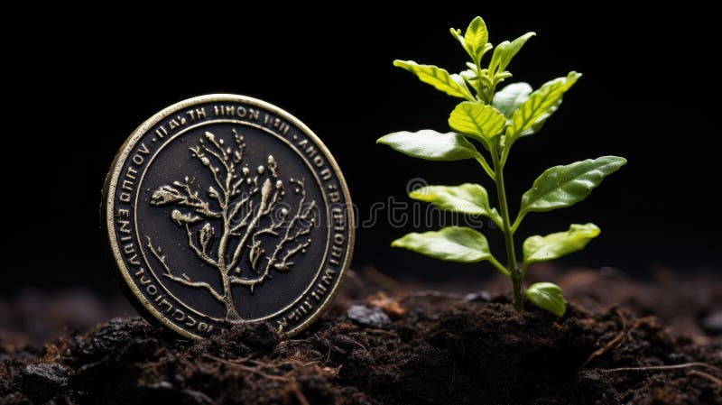 The Ground Plants Grow on Coins Stock Illustration - Illustration of ...