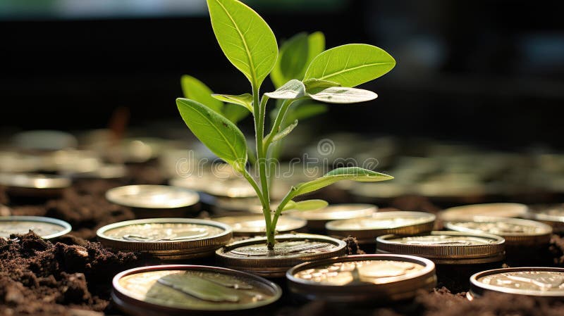 The Ground Plants Grow on Coins Stock Illustration - Illustration of ...