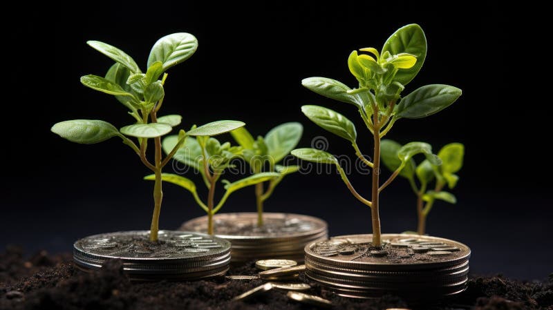 The Ground Plants Grow on Coins Stock Illustration - Illustration of ...