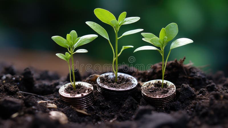 The Ground Plants Grow on Coins Stock Illustration - Illustration of ...