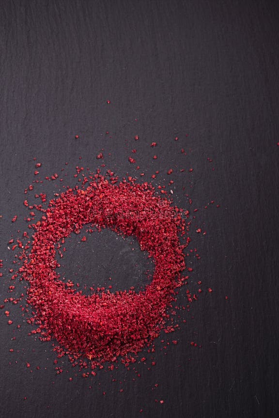 Ground Red Sumac Berries on Black Plate Stock Photo - Image of rhus ...