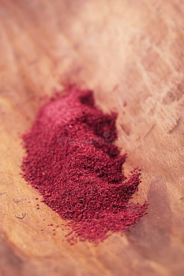 Ground Red Sumac Berries in Silver Bowl Stock Image - Image of burgundy ...