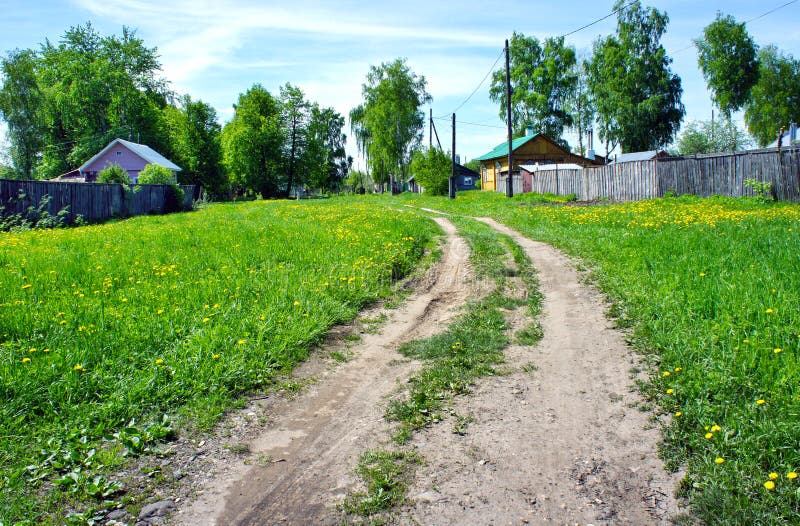 Ground Road in Small Russian Village Stock Image - Image of beautiful ...
