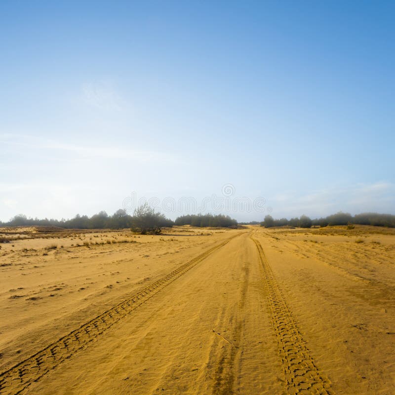 Ground Road among Wide Sandy Prairie Stock Image - Image of landscape ...