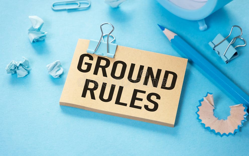Ground Rule Open Notepad with Text on a Blue Background Multi- Colored ...