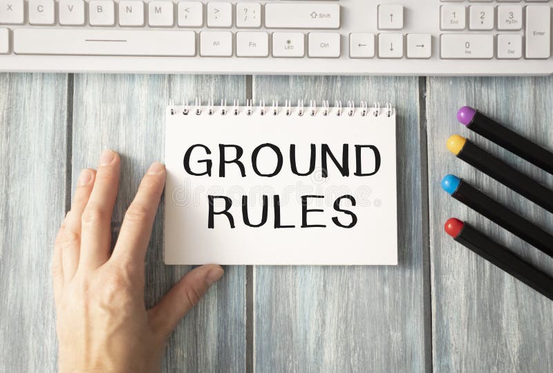 Ground Rules Text on Sticky Notes Isolated Stock Photo - Image of desk ...