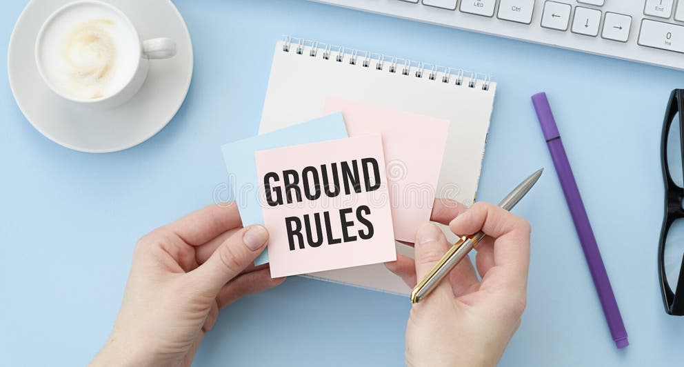 Ground Rules Text on Sticky Notes on Office Desk Stock Photo - Image of ...