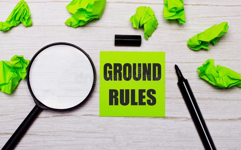 GROUND RULES is Written on the Green Note Sticker Next To the ...