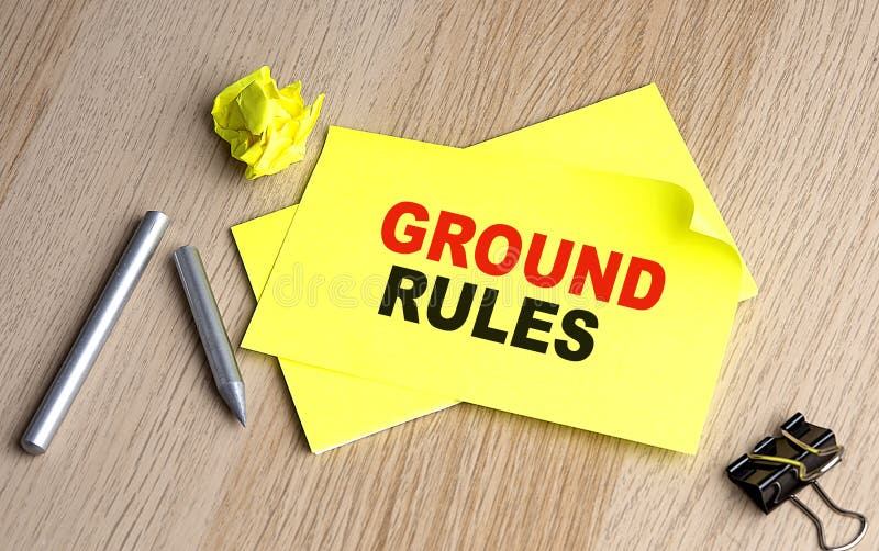GROUND RULES Written on a Sticky on Notebooks Stock Photo - Image of ...