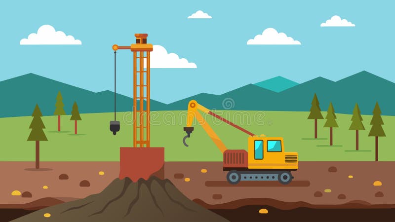 The Ground Shaking As the Pile Driver Continuously Drives Piles into ...