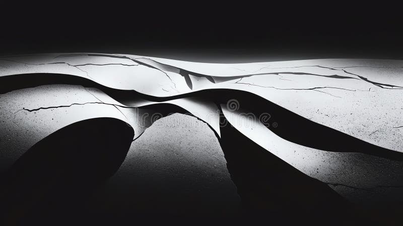 Ground Shaking Graphic, Abstract Landscape with Cracks and Curves in ...