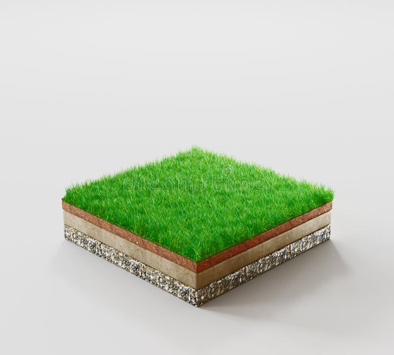 Ground or Soil Layers. Perspective Empty Space of Green Grass Square ...