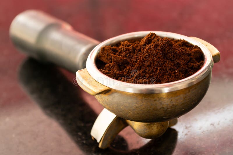 Ground Specialty Coffee in Portafilter of Professional Machine, Ground ...