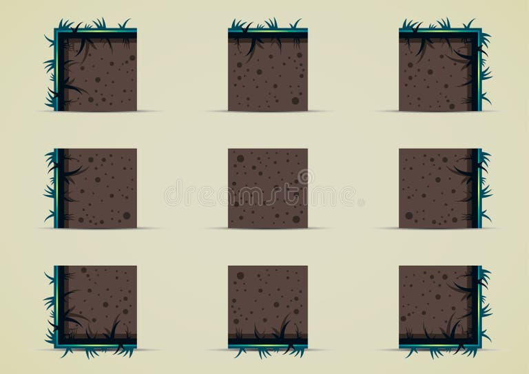 Ground Sprites with Grass at Night for Creating Video Game Stock Vector ...