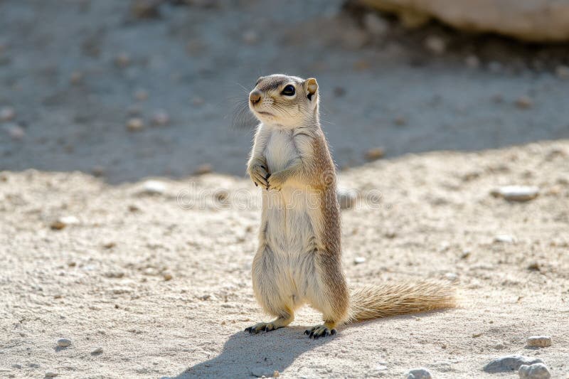 Ground Squirrel Standing Alert on Hind Legs in a Natural Setting with ...