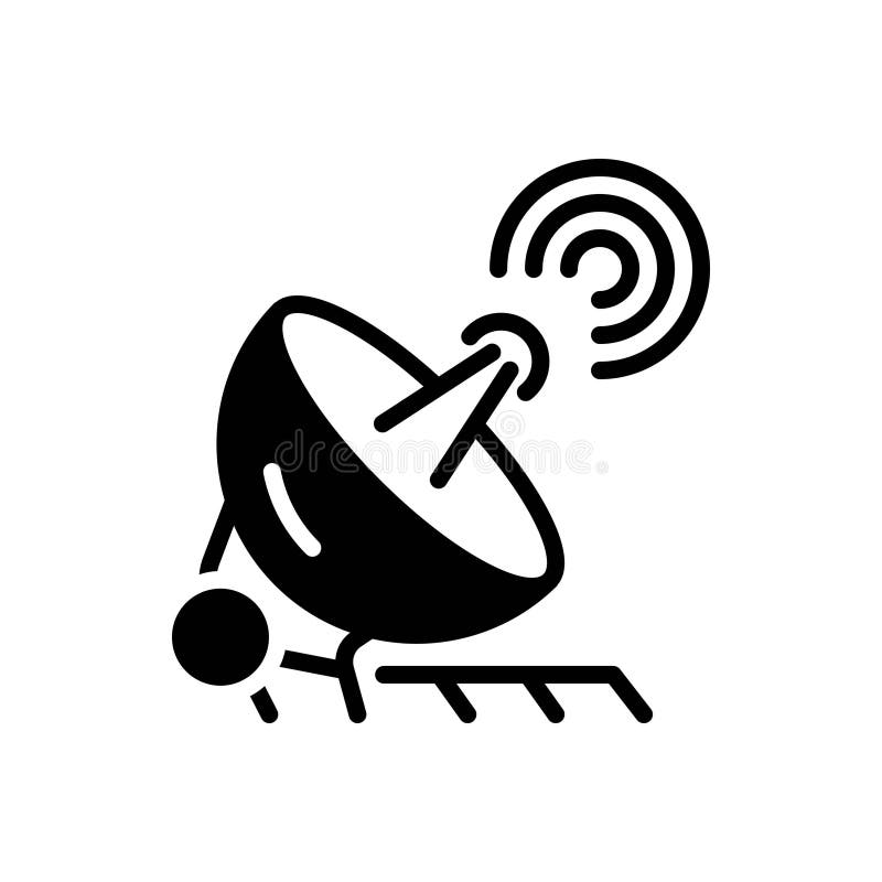 Black Solid Icon for Ground Station, Satellite and Connection Stock ...