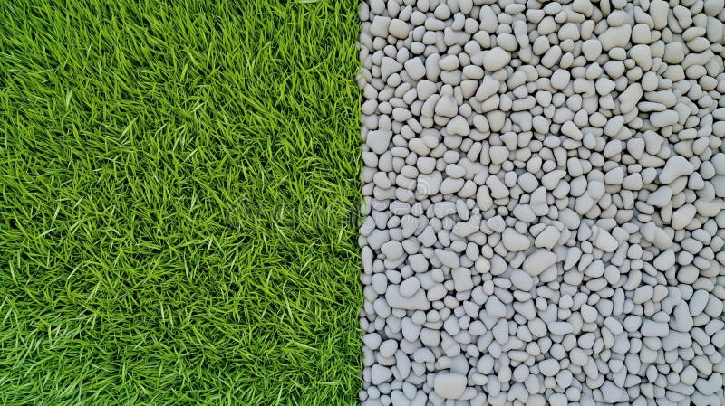 Ground Surface with Green Grass and Gray Pebbles Creating Striking ...