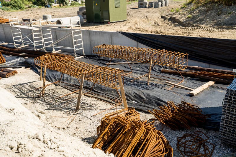 Braided concrete iron stock photo. Image of building - 126985950