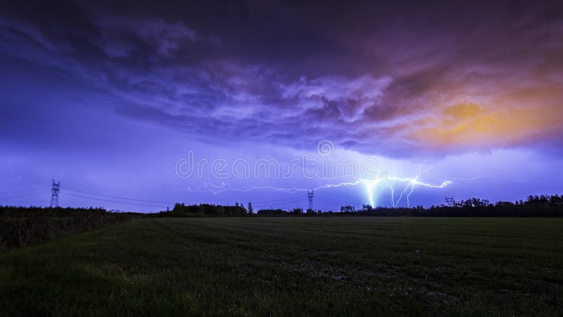 Ground To Cloud GC Lightning Flash Against a Dramatic Storm Sky Stock ...