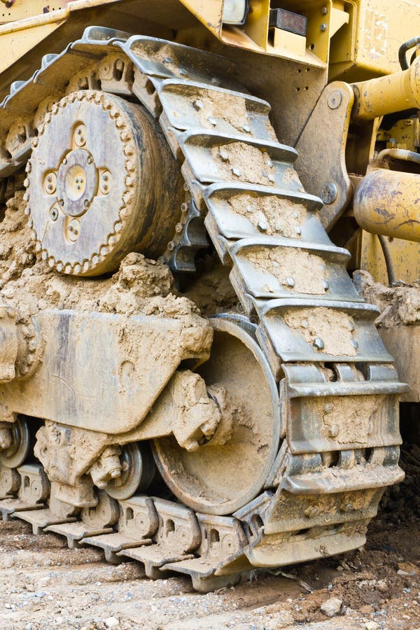 Track Bulldozer on the Construction Site in Dramatic Light Scene. Stock ...