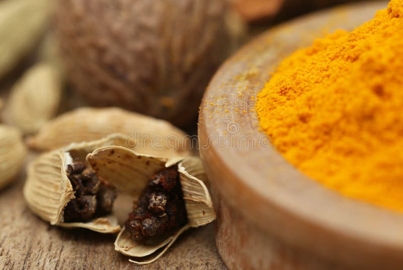 Ground Turmeric with Cardamom and Other Spices Stock Image - Image of ...
