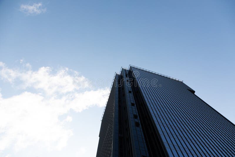Ground View of a Black Tall Glass Building Stock Image - Image of ...