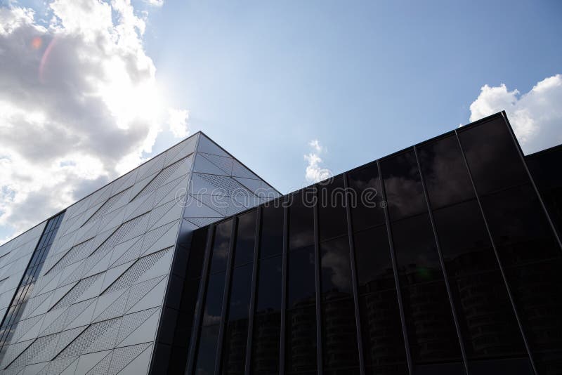 Bottom View of Building with Triangular Pattern and Round Openings on ...