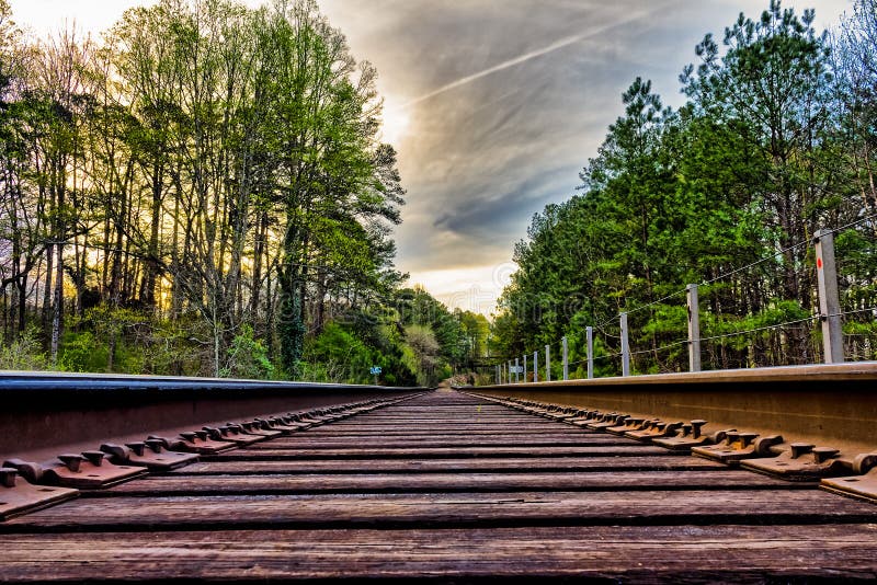 Ground View of Old Rail Road Tracks Stock Image - Image of landscape ...